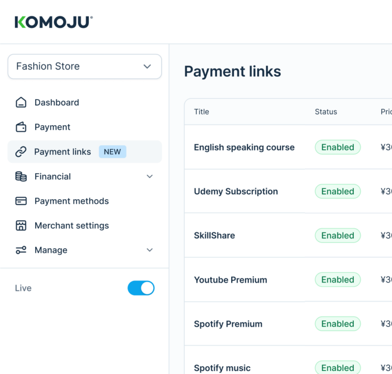 Payment link - KOMOJU